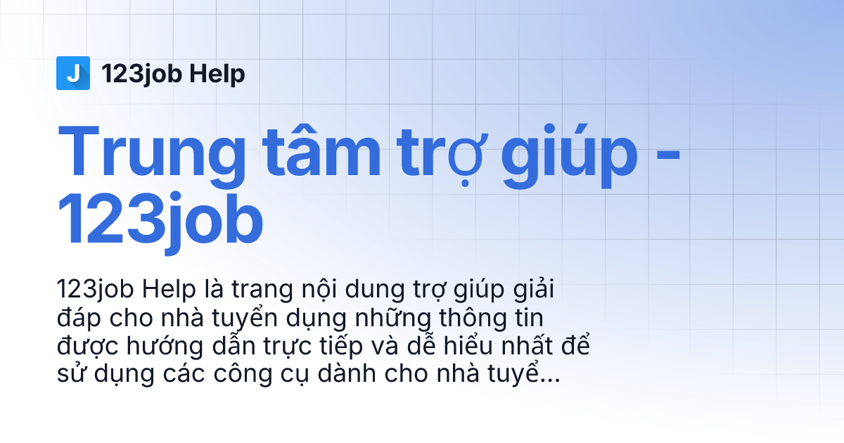 Trung tâm trợ giúp - 123job | 123job Help